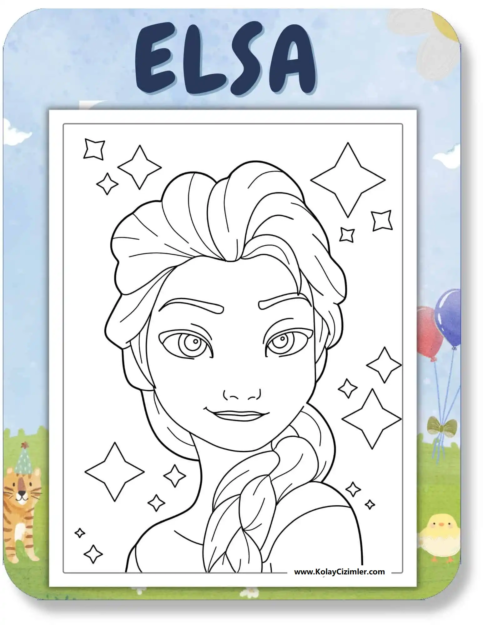Elsa Boyama Sayfası ( Ücretsiz, PDF İndir ) - KolayCizimler.com