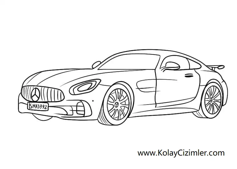 Mercedes Spor Araba Boyama Sayfası - PDF İndir, Online Boya!